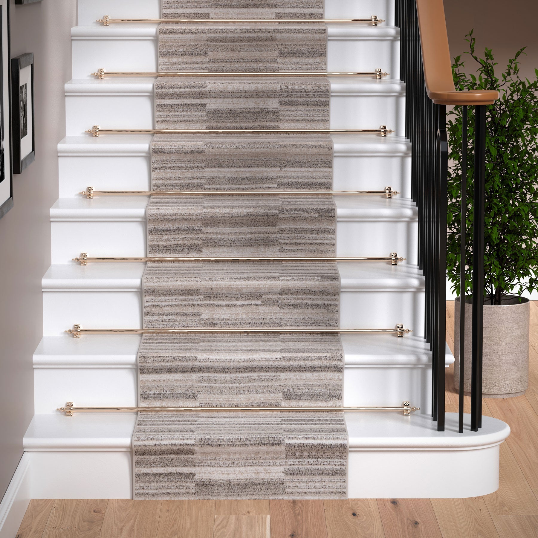 Neutral Beige Linear Stair Carpet | Stair Runner Carpet | Kukoon Rugs ...