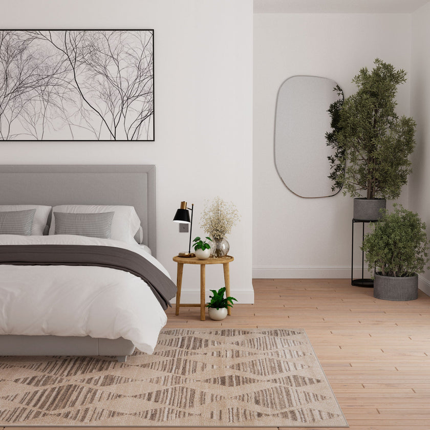 Neutral Diamond Pattern Runner Rug | Scandi Rugs | Kukoon Rugs Online