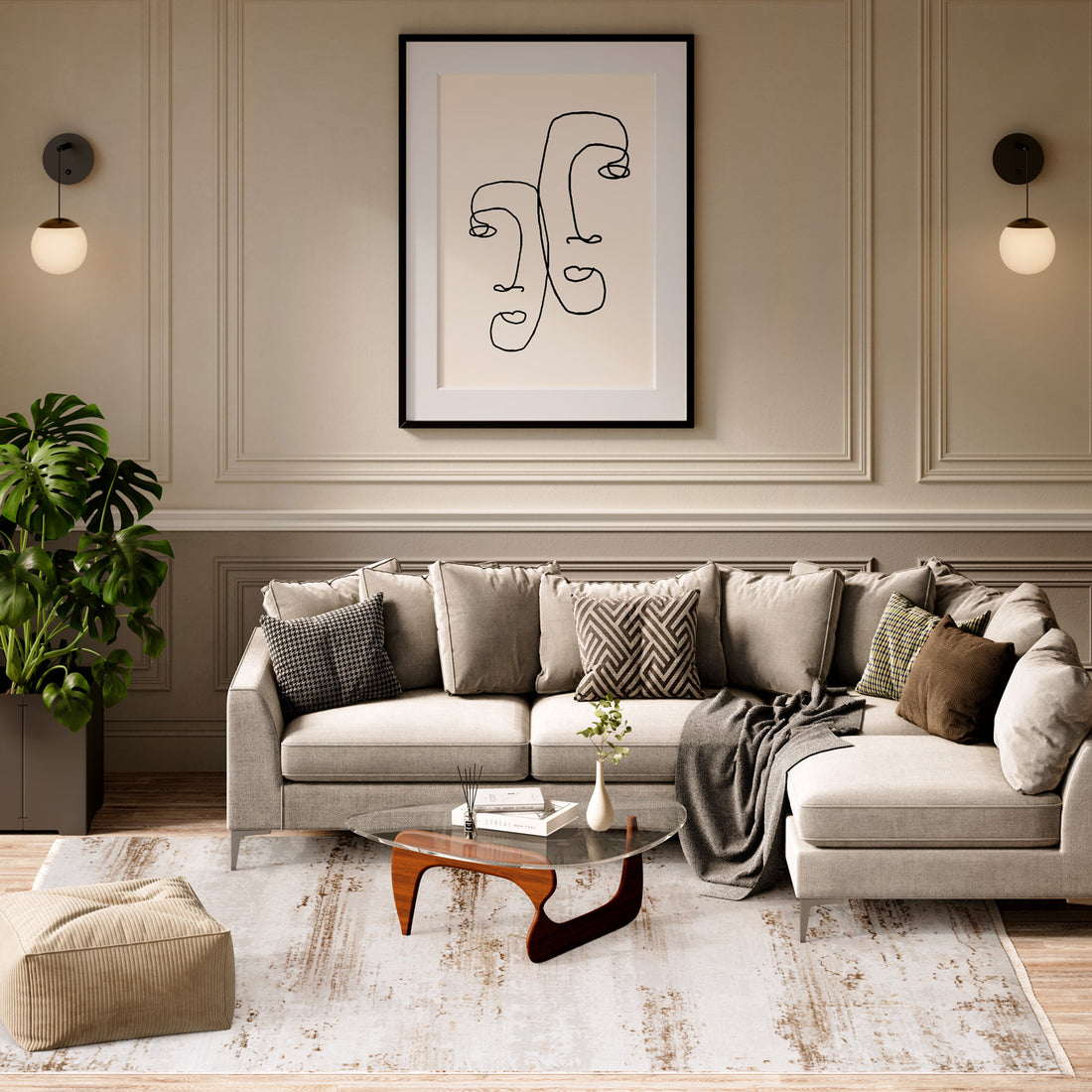 Soft Beige Modern Distressed Rug - Zoya | Living Room Rugs | Kukoon ...