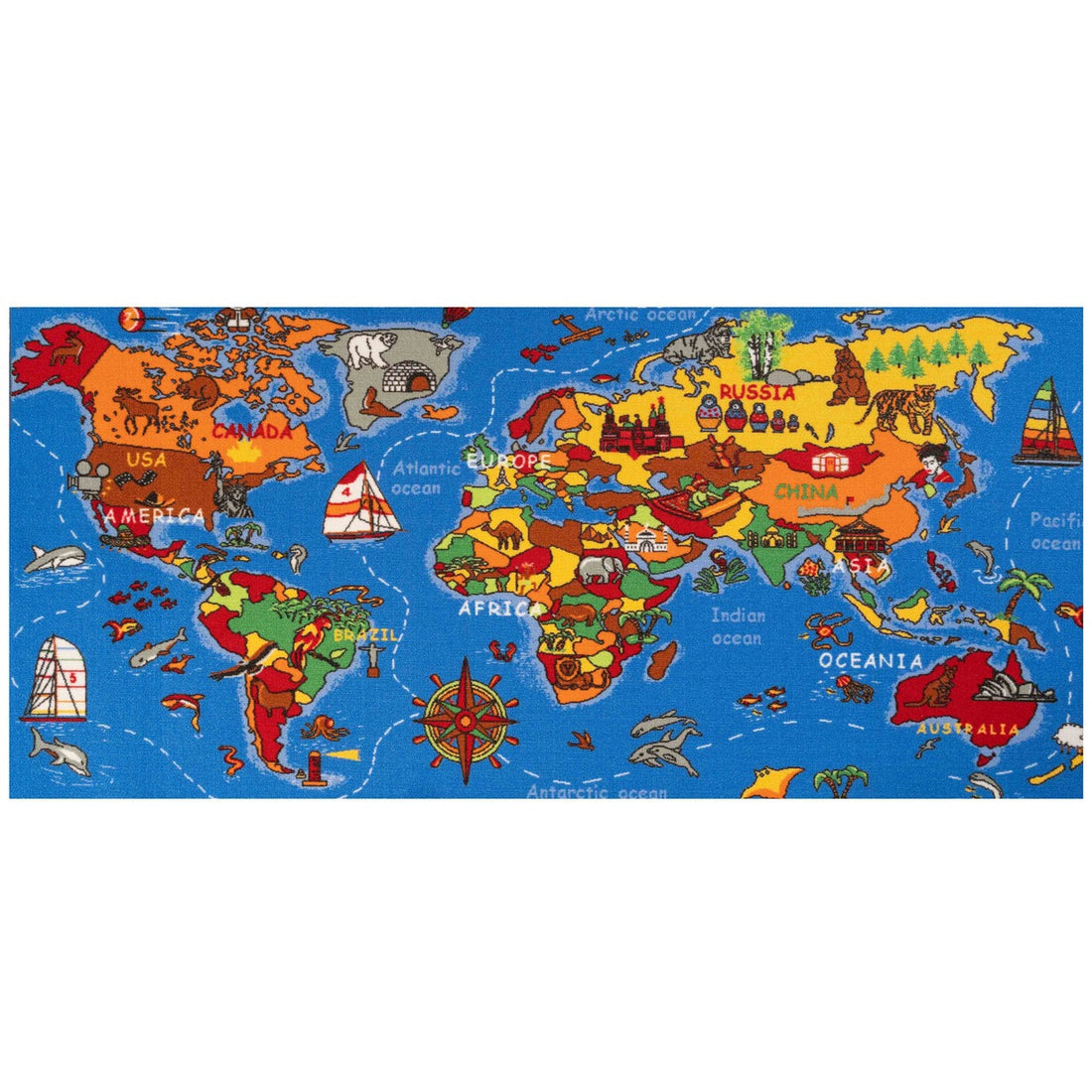 Kids Educational World Map Rug | Kids Rugs | Kukoon Rugs Online