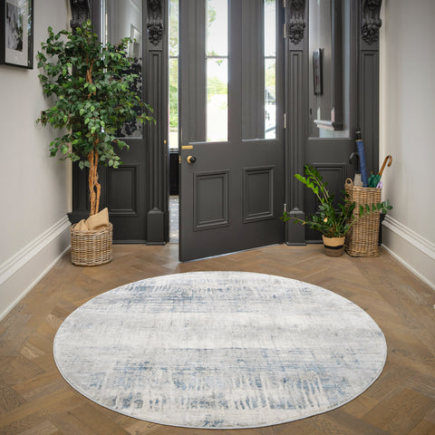 Soft Blue Abstract Circle Rug - Bedtime | Circle | Kukoon Rugs Online