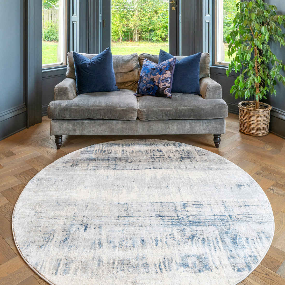 Soft Blue Abstract Circle Rug - Bedtime | Circle | Kukoon Rugs Online