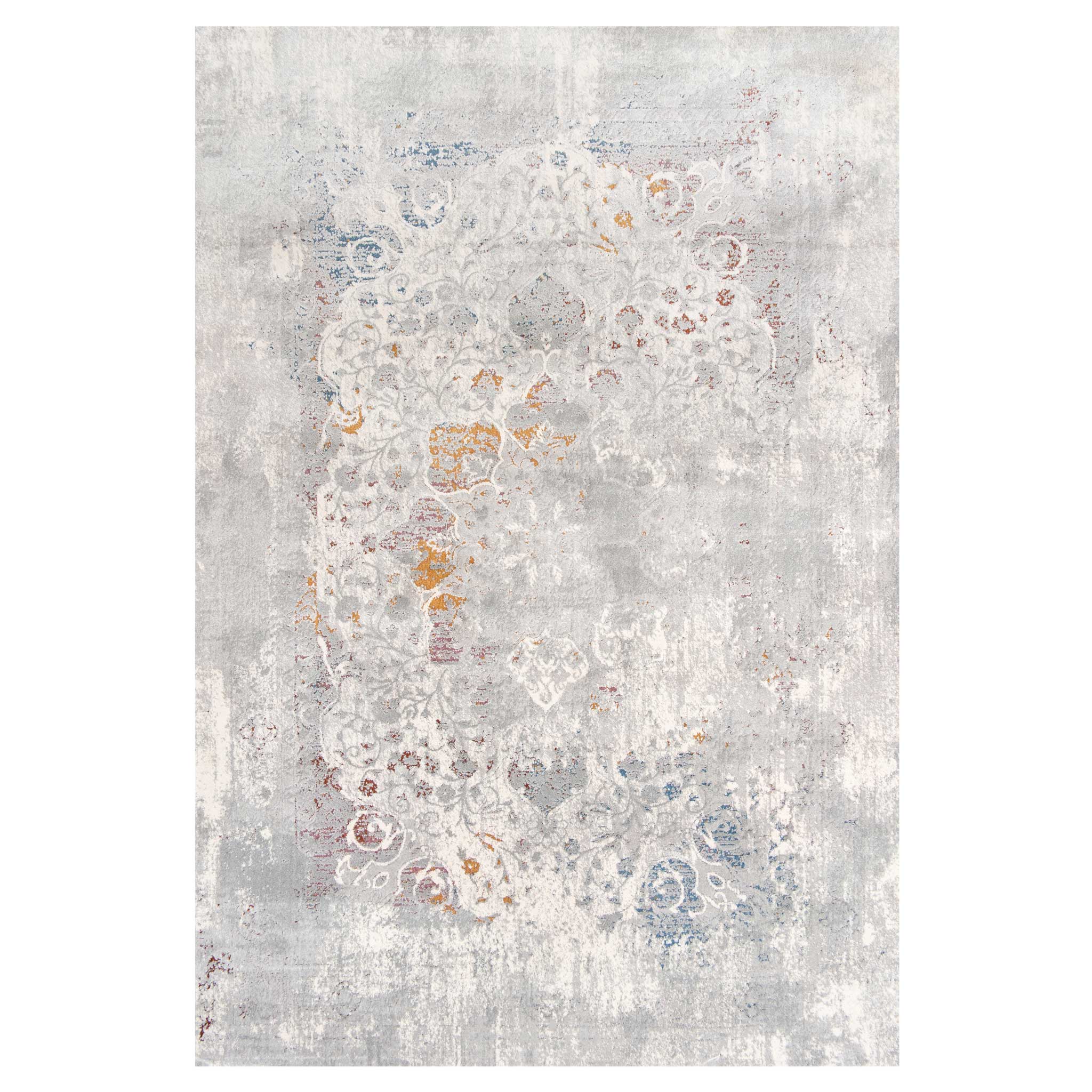 Ornate Soft Grey Distressed Medallion Living Room Rug - Meredith ...