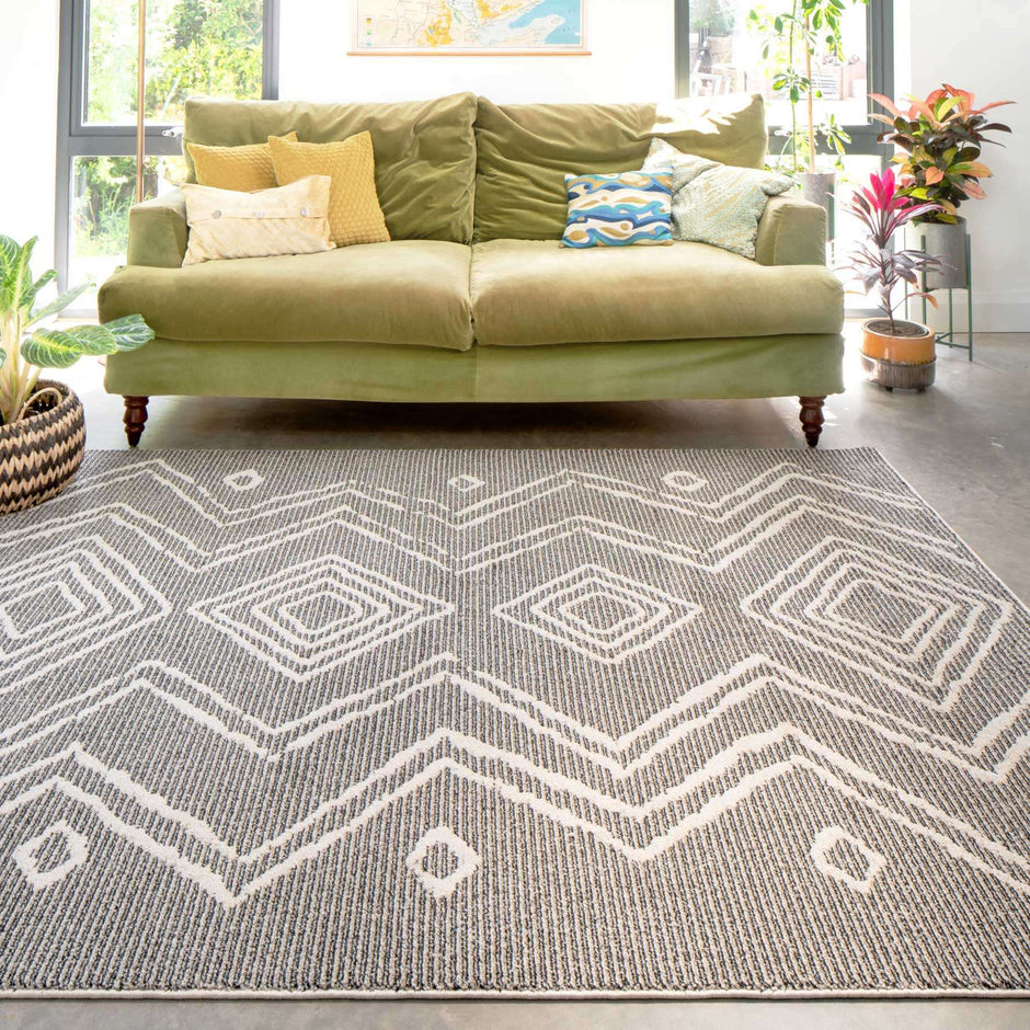 Cosy Soft Underfoot Grey Tribal Moroccan Berber Bedroom Rug | Living ...