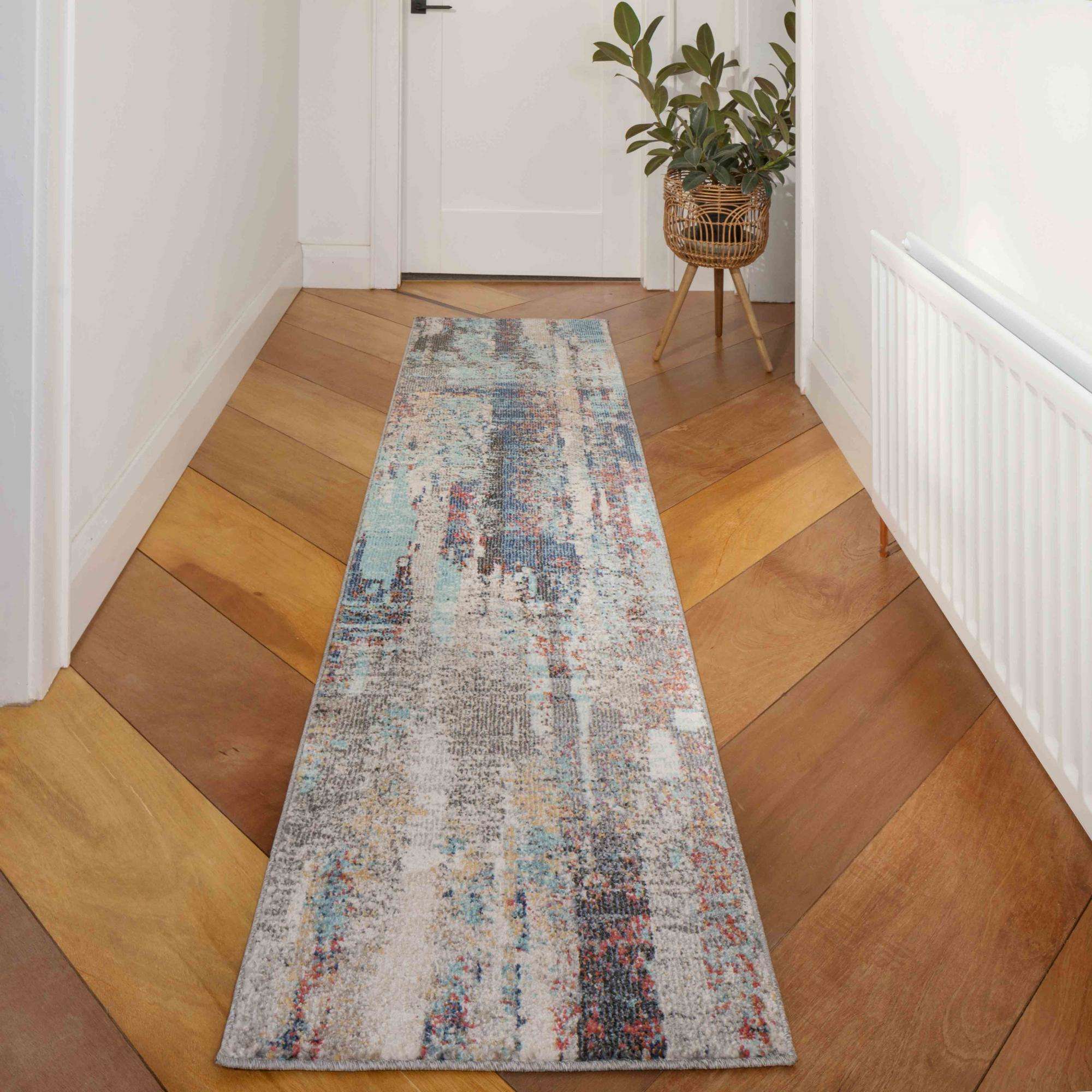 Soft Abstract Distressed Blue Living Room Rug - Wild Blue | Living Room ...