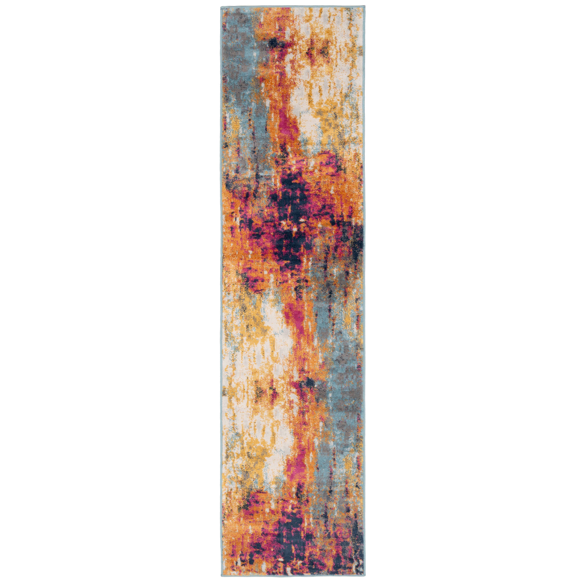 Colourful Paint Abstract Runner Rug | Runner Rugs | Kukoon Rugs Online