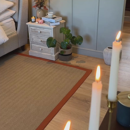 Terracotta Border Jute Rug - Juliette Rust | Living Room Rugs | Kukoon ...