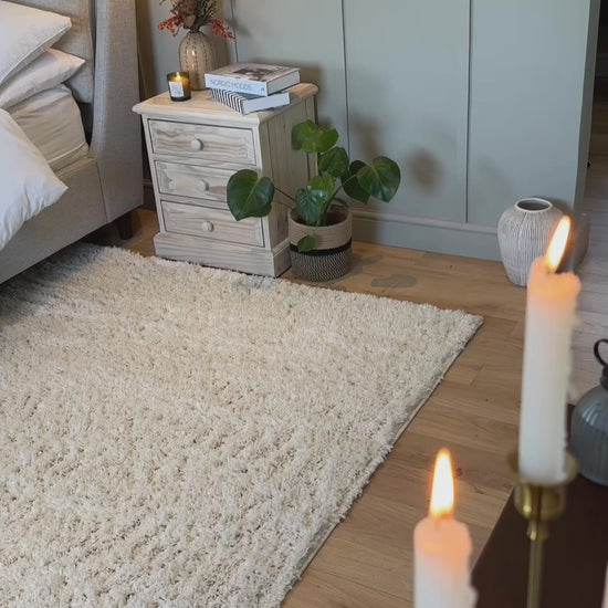 Soft Everyday Cream White Shaggy Rug | Living Room Rugs | Kukoon Rugs ...