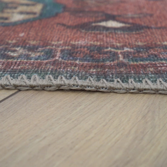Distressed Pink Green Washable Boho Rug | Living Room Rugs | Kukoon ...