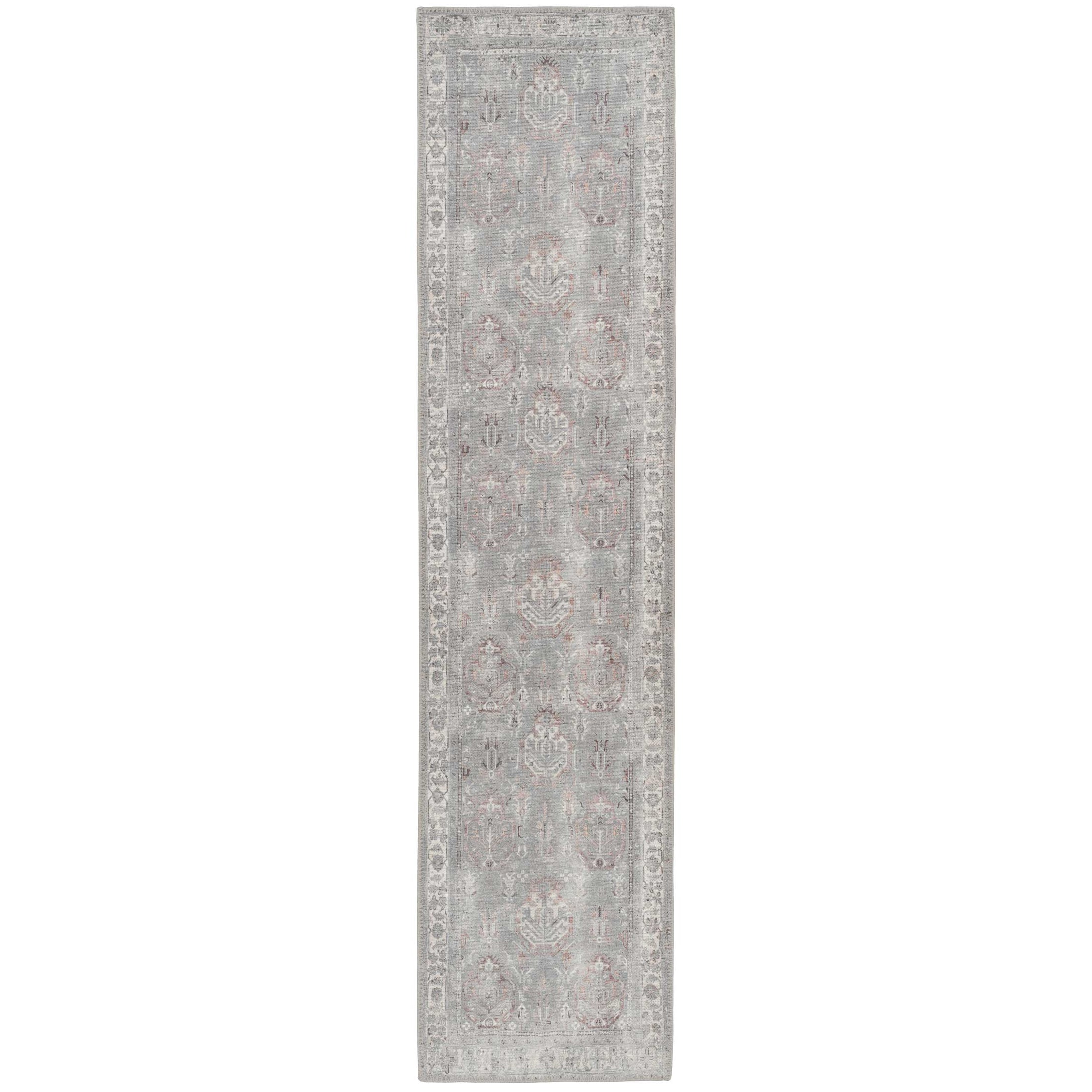Flatwoven Washable Distressed Grey Bordered Rug - Grand | Living Room ...