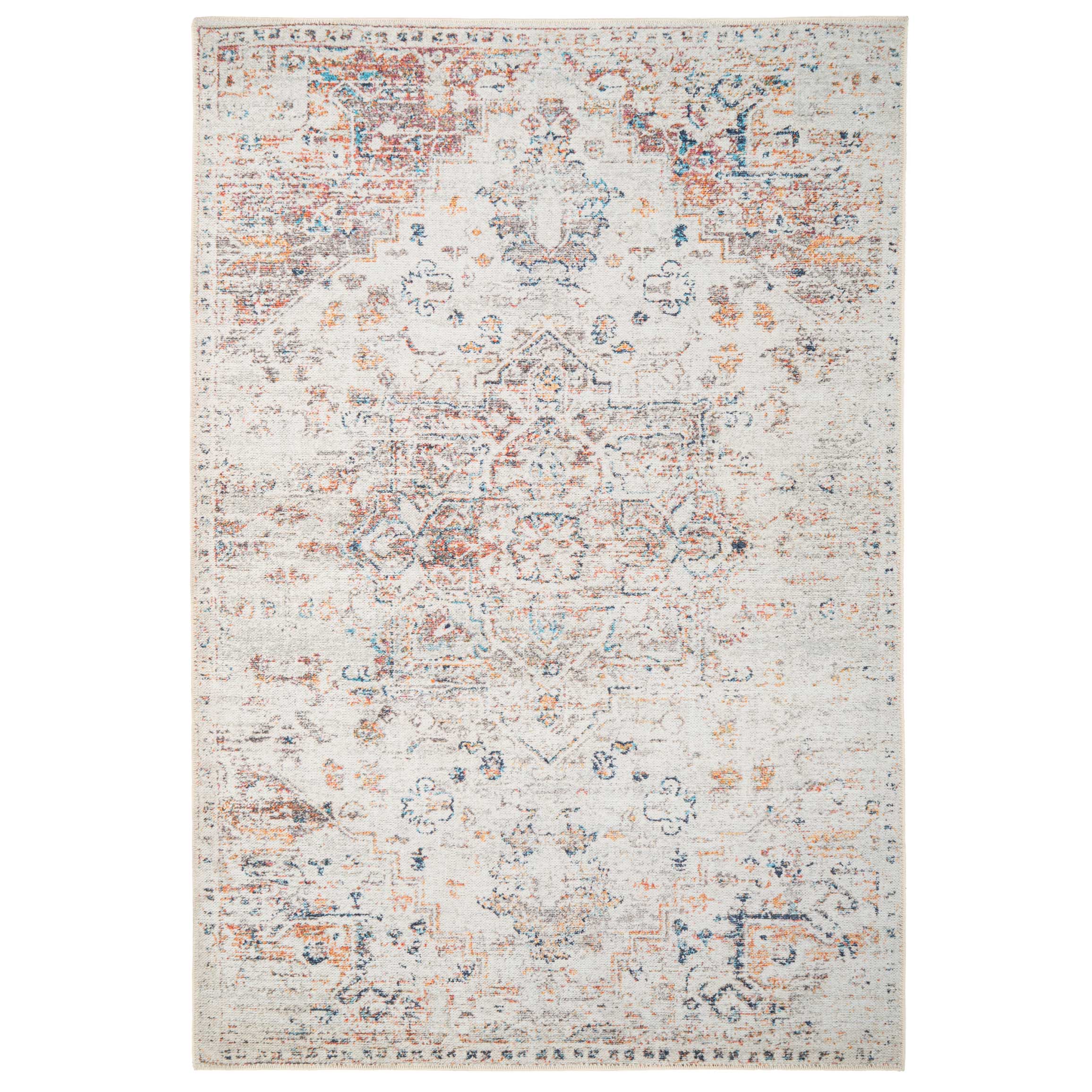 Flatwoven Washable Distressed Multicolour Area Rug - Cecilia | Living ...