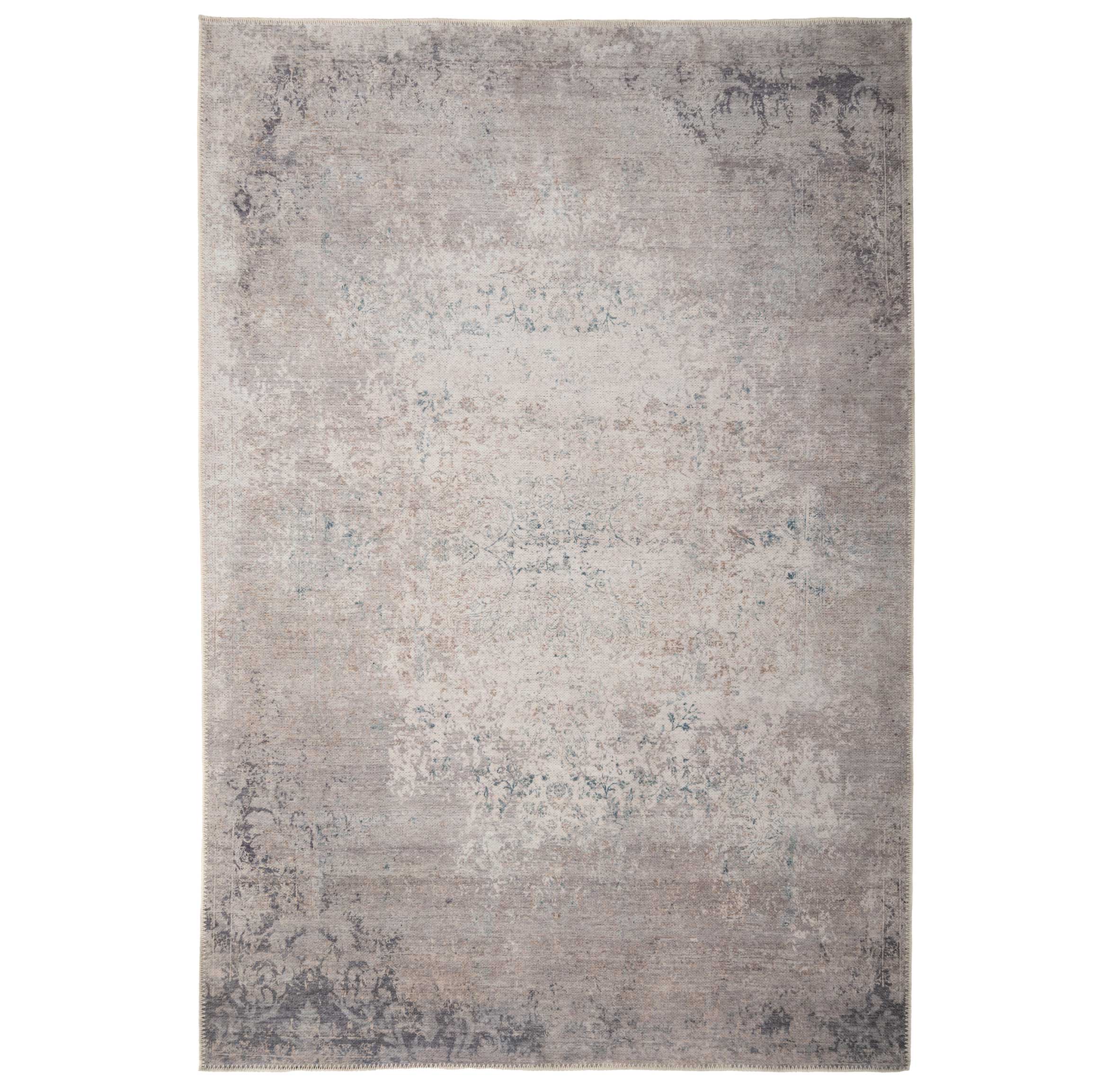 Flatwoven Washable Distressed Renaissance Grey Beige Rug - Fleur ...