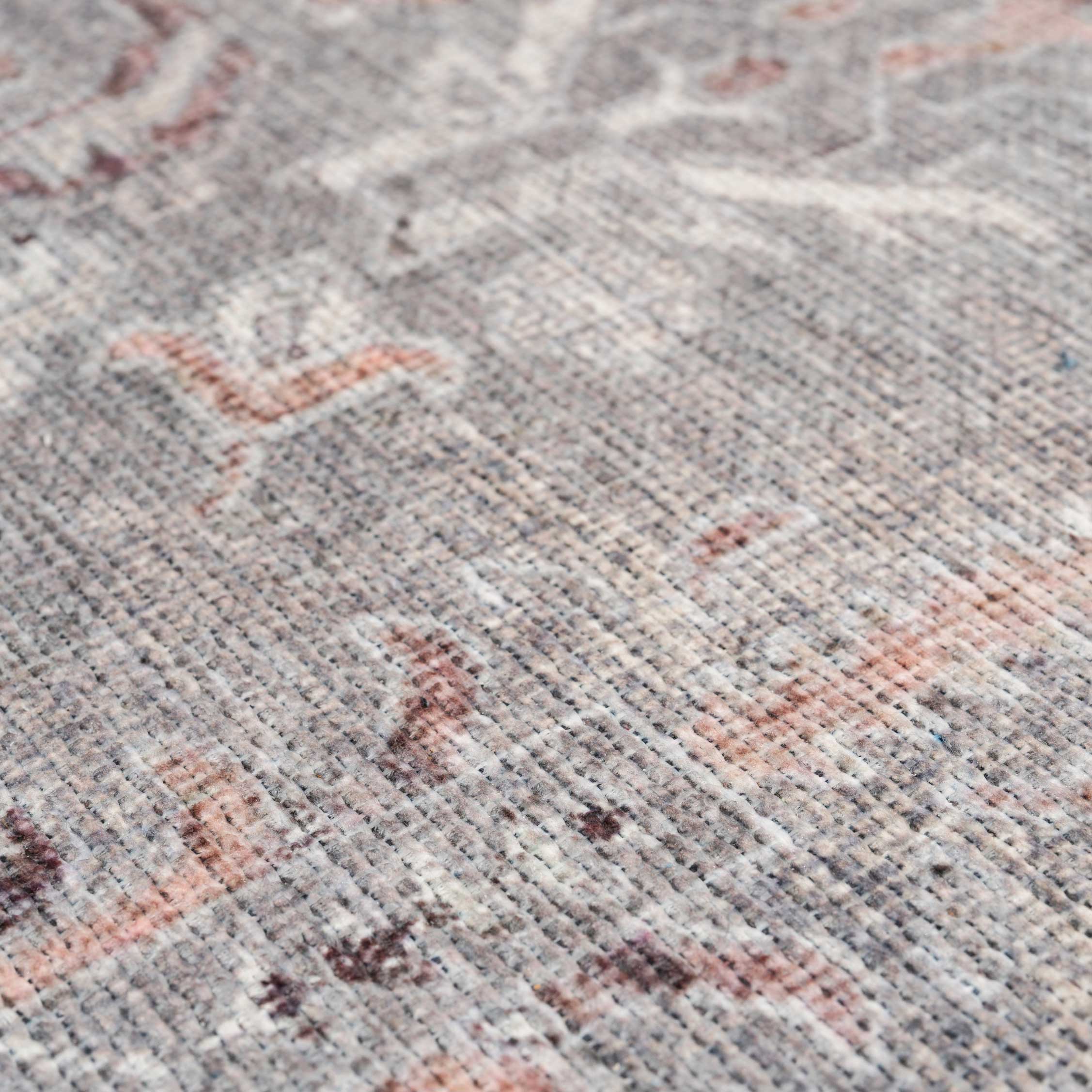 Flatwoven Washable Distressed Grey Bordered Rug - Grand | Living Room ...