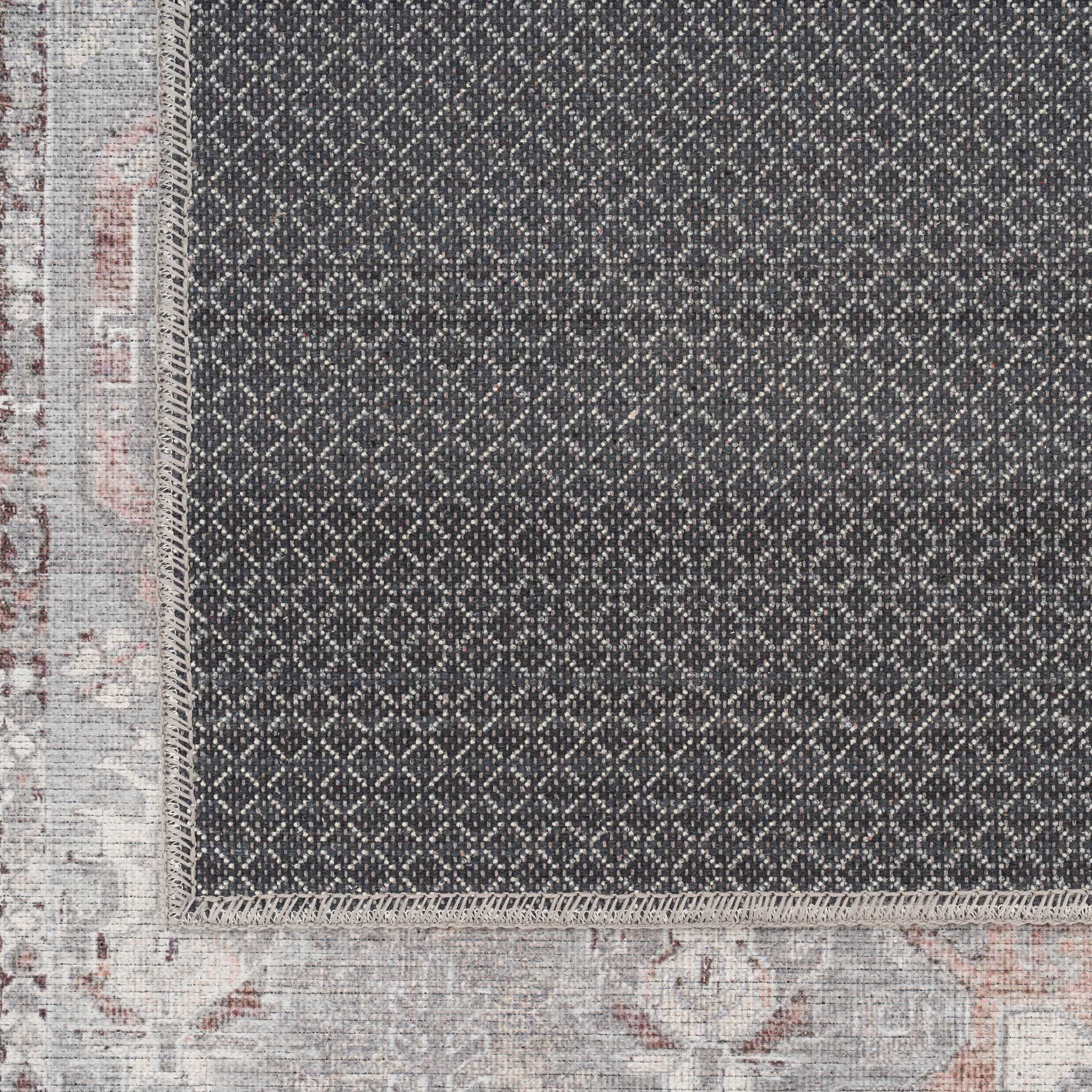 Flatwoven Washable Distressed Grey Bordered Rug - Grand | Living Room ...