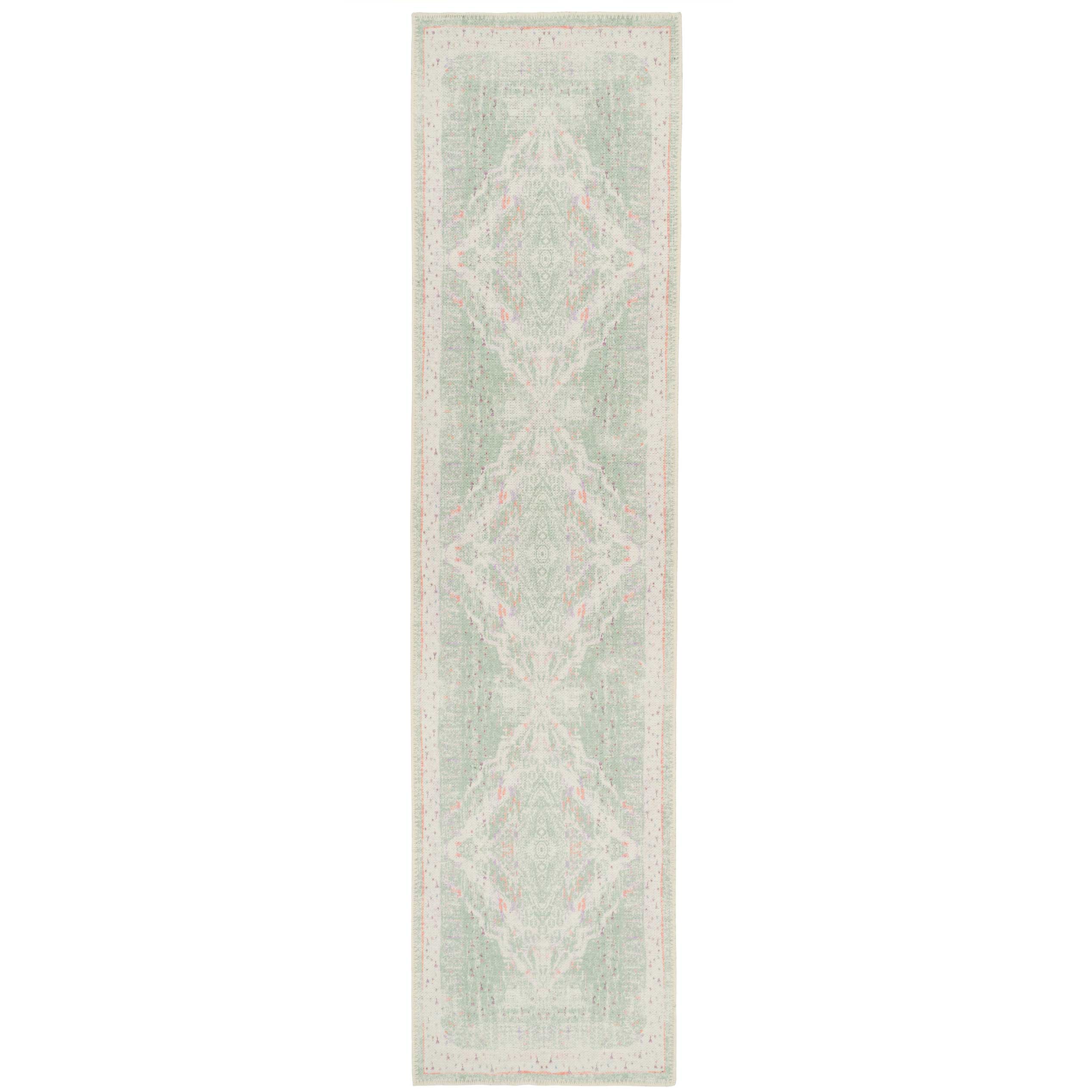 Flatwoven Washable Green Medallion Runner - Lottie | Runner Rugs ...