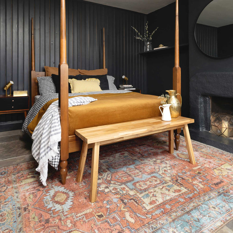 Distressed Terracotta Aztec Washable Boho Rug | Living Room Rugs ...