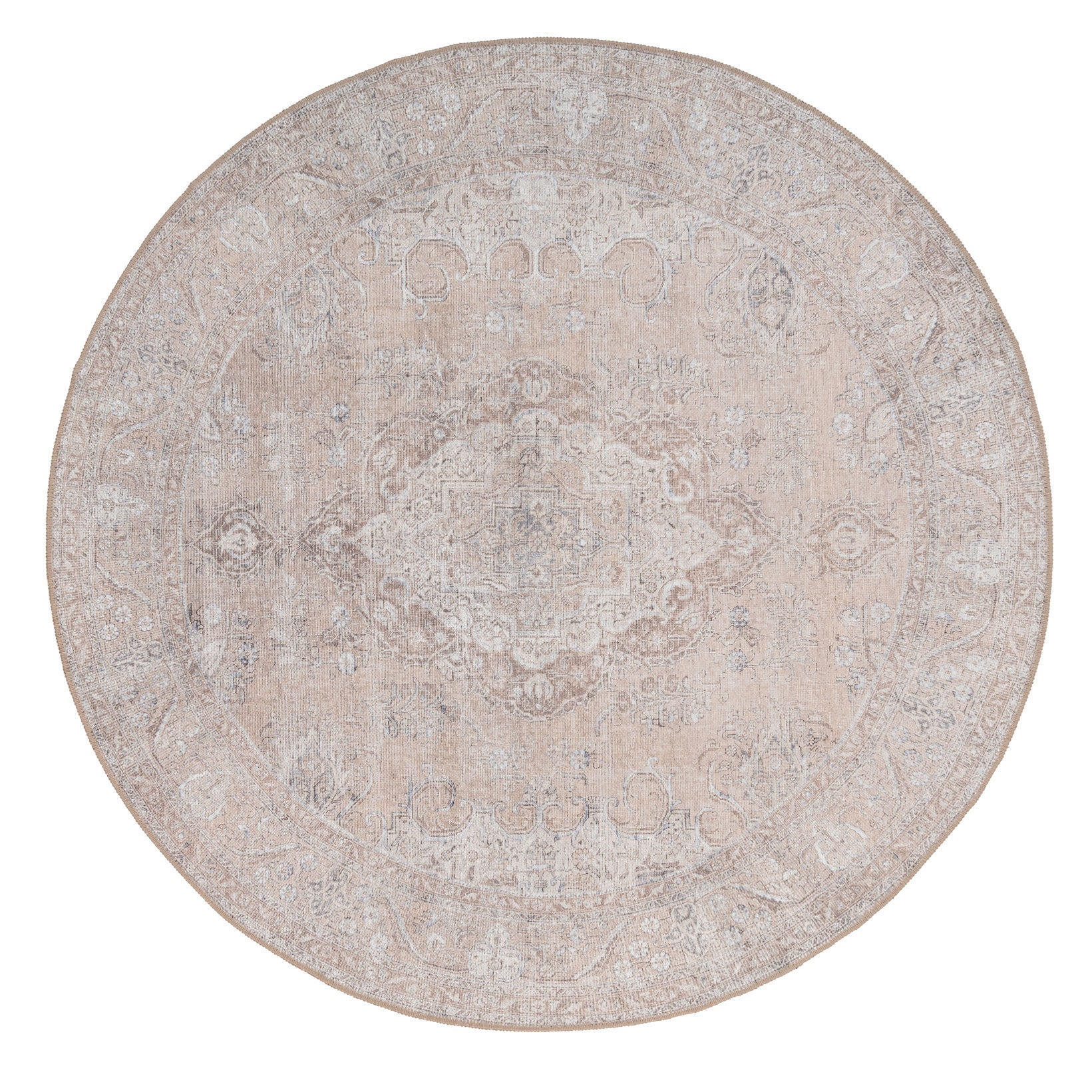 Flatwoven Washable Traditional Beige Circle Rug | Circle | Kukoon Rugs ...