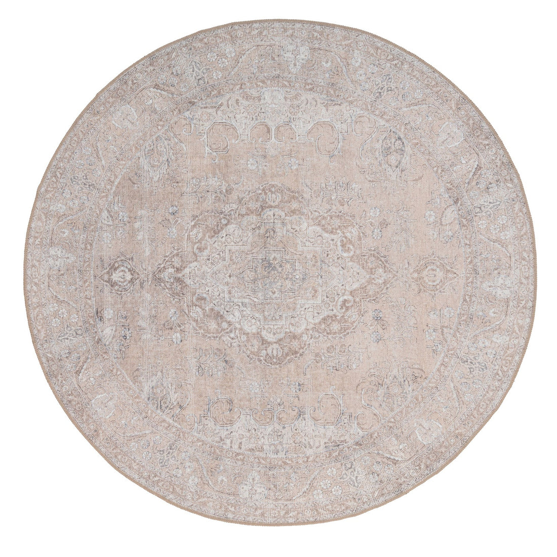 Flatwoven Washable Traditional Beige Circle Rug | Circle | Kukoon Rugs ...