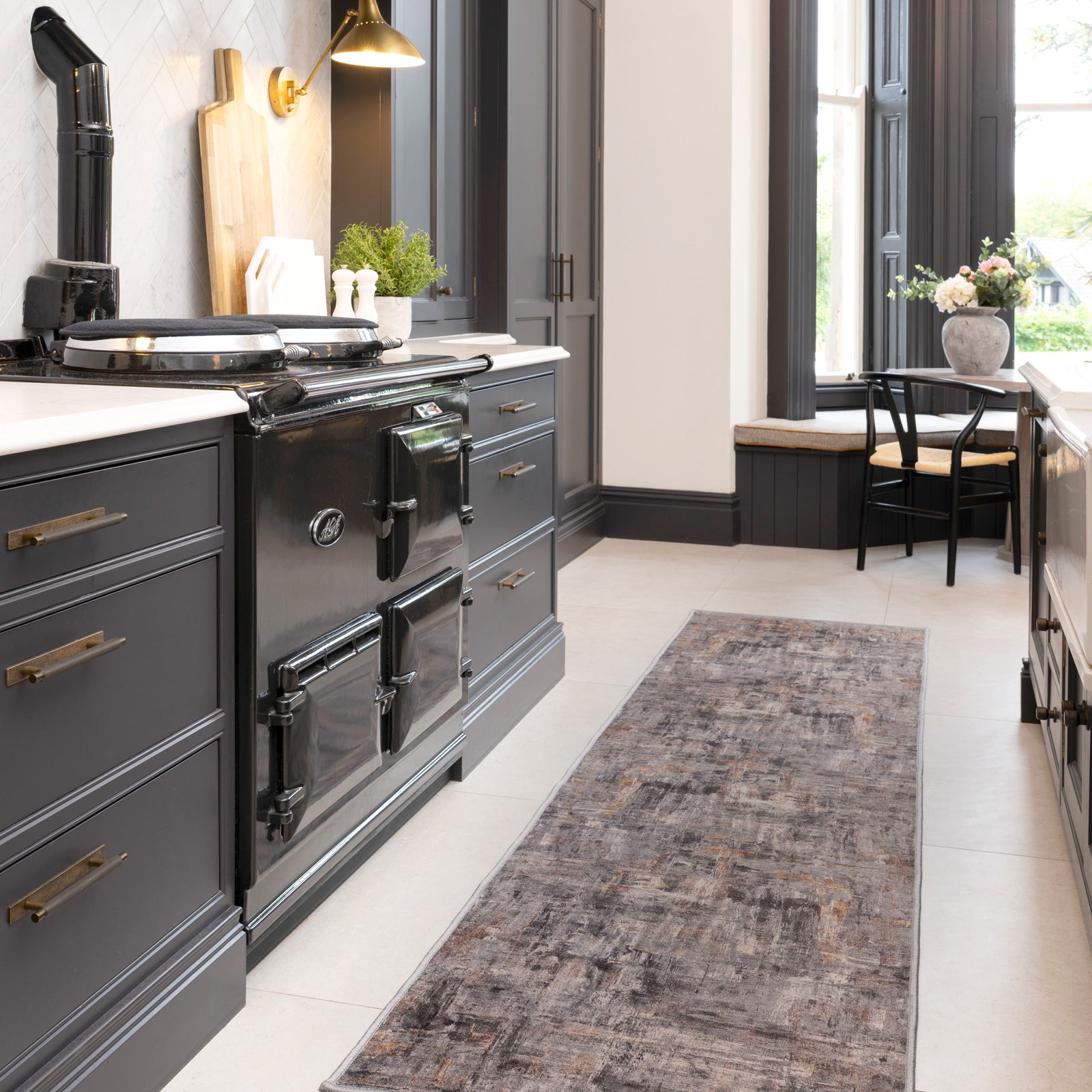 Soft Washable Abstract Grey Runner - Tara | Living Room Rugs | Kukoon ...