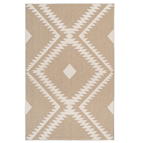 Beige Geometric Loop Pile Rug | Living Room Rugs | Kukoon Rugs Online