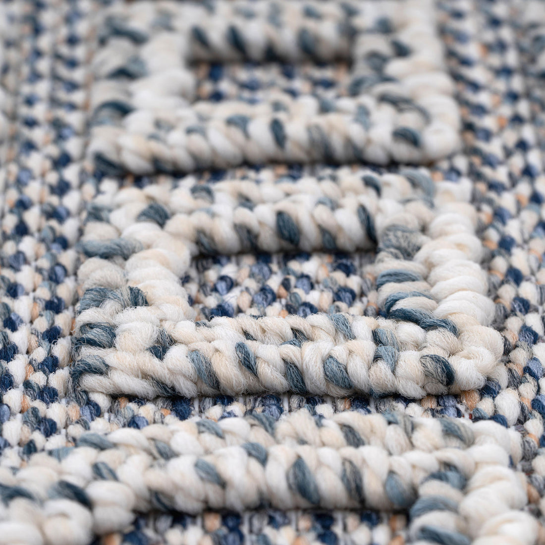 Blue Geometric Loop Pile Rug | Living Room Rugs | Kukoon Rugs Online