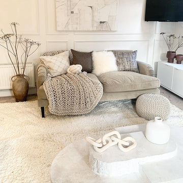 Super Soft Luxury Beige Shaggy Rug | Living Room Rugs | Kukoon Rugs Online