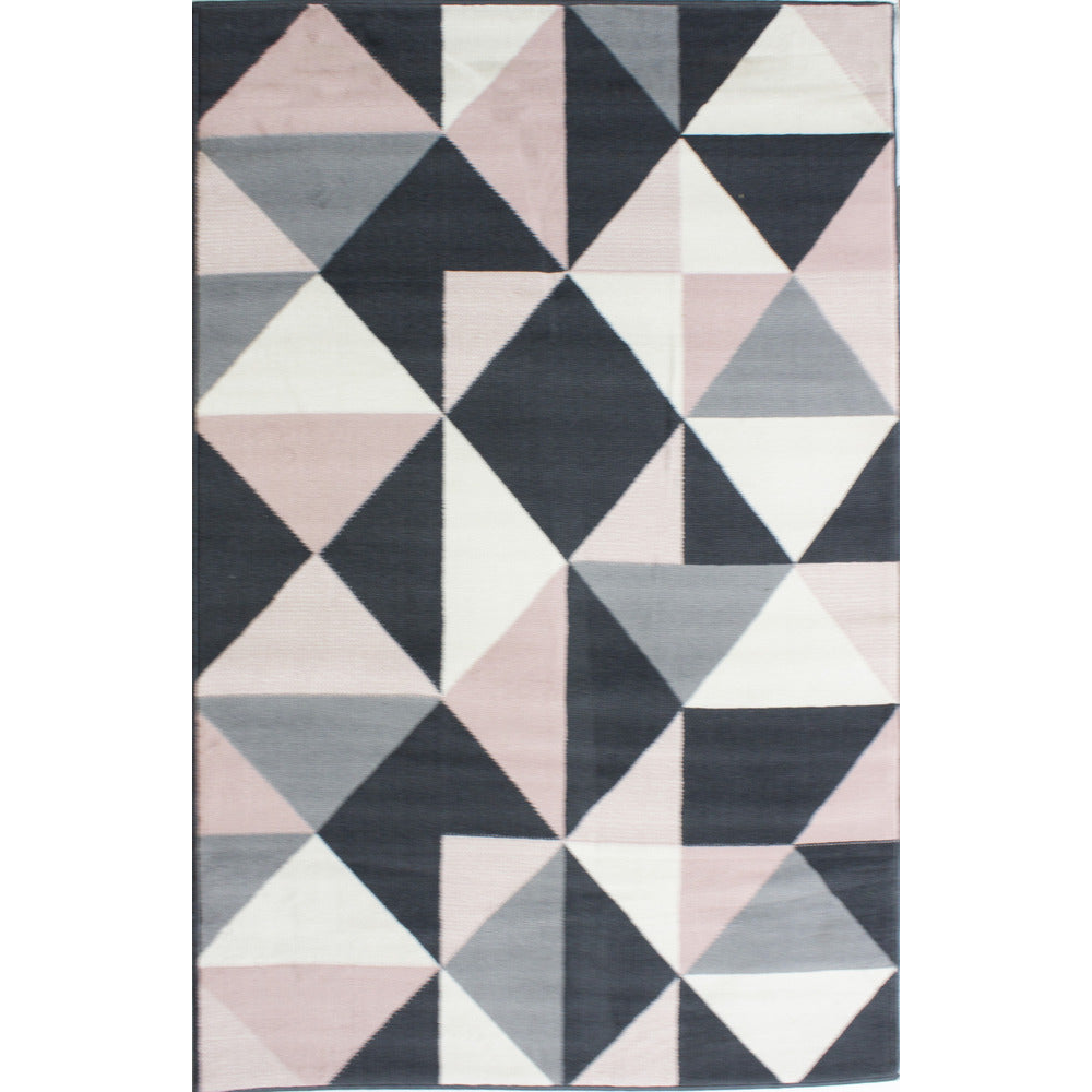 Pink Grey Diamond Geometric Living Room Rug | Living Room Rugs | Kukoon ...