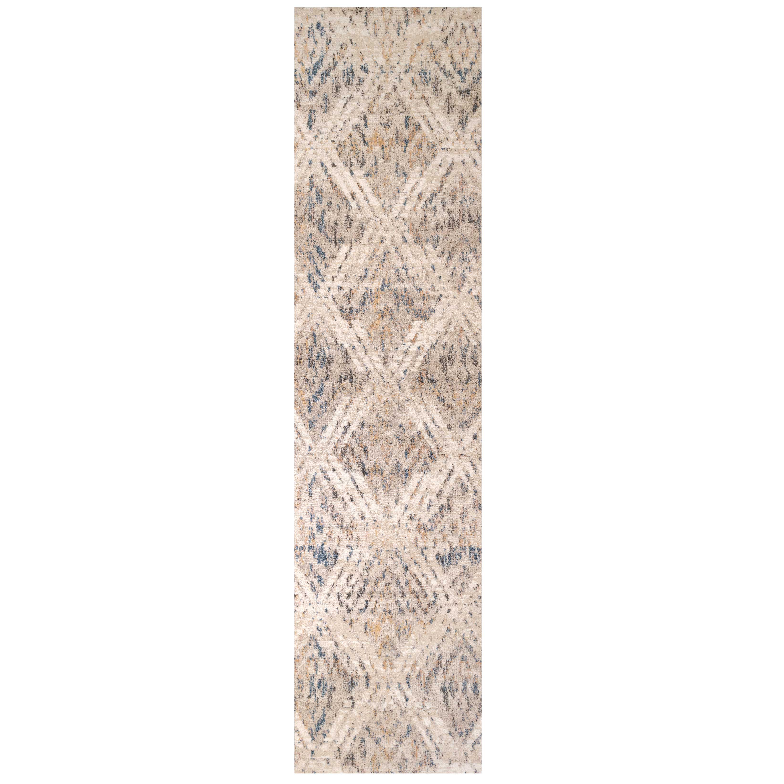 Natural Toned Diamond Hall Runner Rug | Runner Rugs | Kukoon Rugs Online