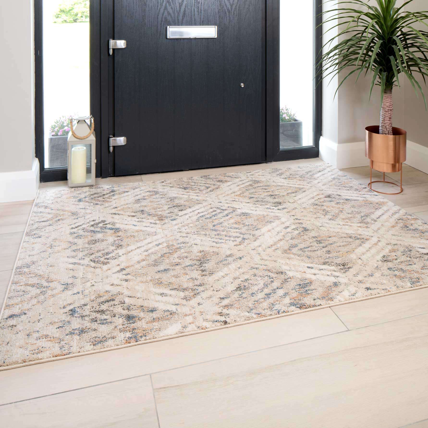 Natural Toned Diamond Living Room Rug - Warner | Living Room Rugs ...