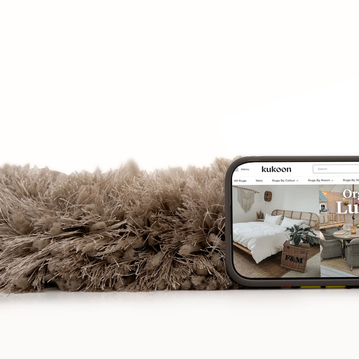 Plush Soft Greige Shaggy Rug - Zia | Shaggy Rugs | Kukoon Rugs Online